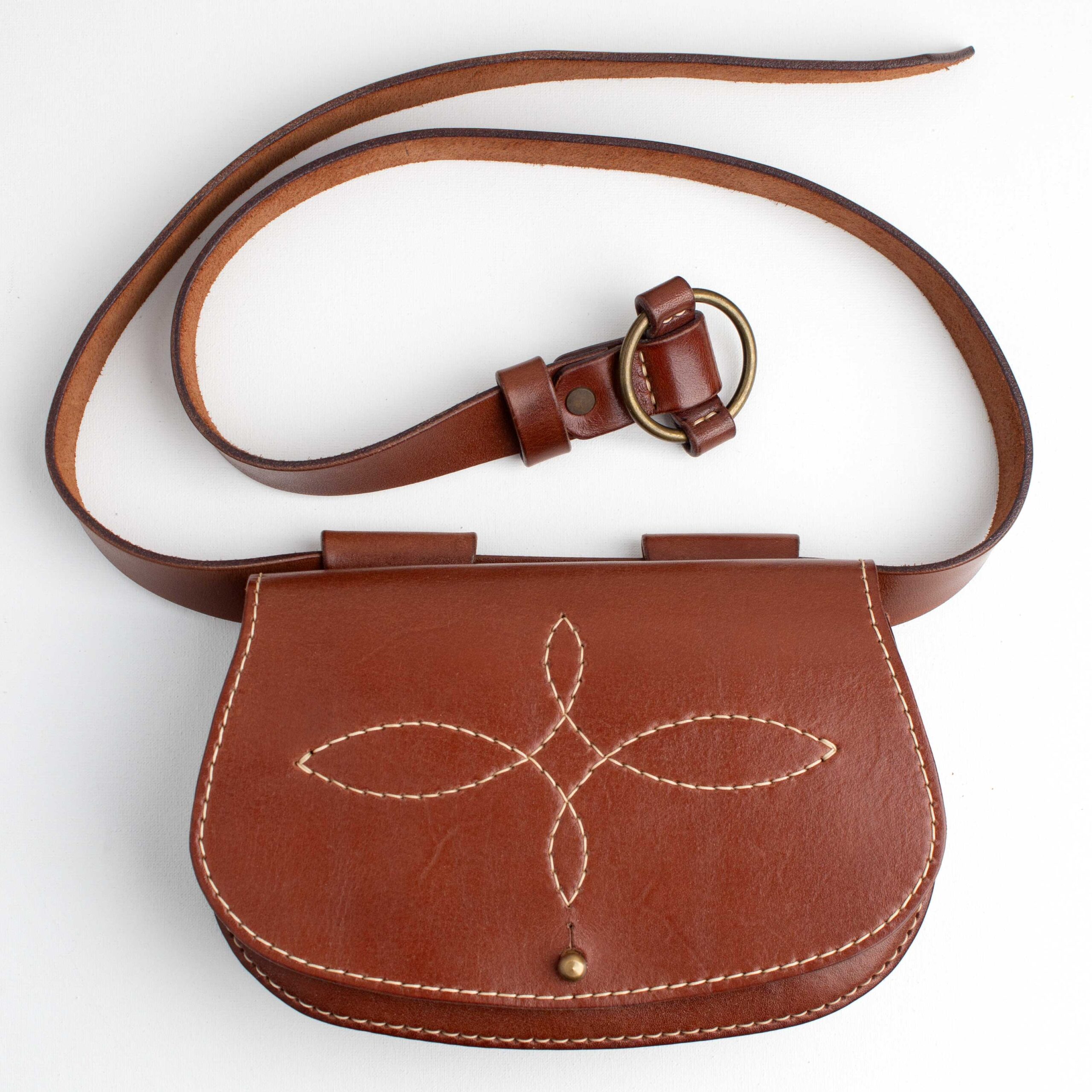 Brown Leather Belt with Round Buckle | Sarmat Archery